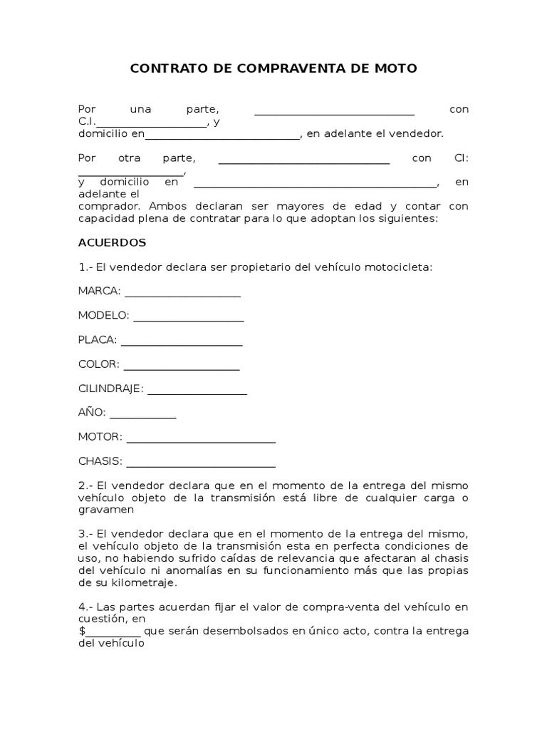 Contrato de Compraventa de Moto | PDF | Business