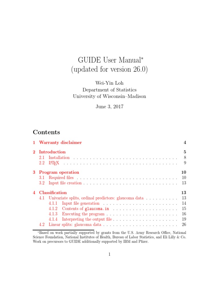 GUIDE User Manual 26.0 Department of Statistics Wisconsin-Madison | PDF ...