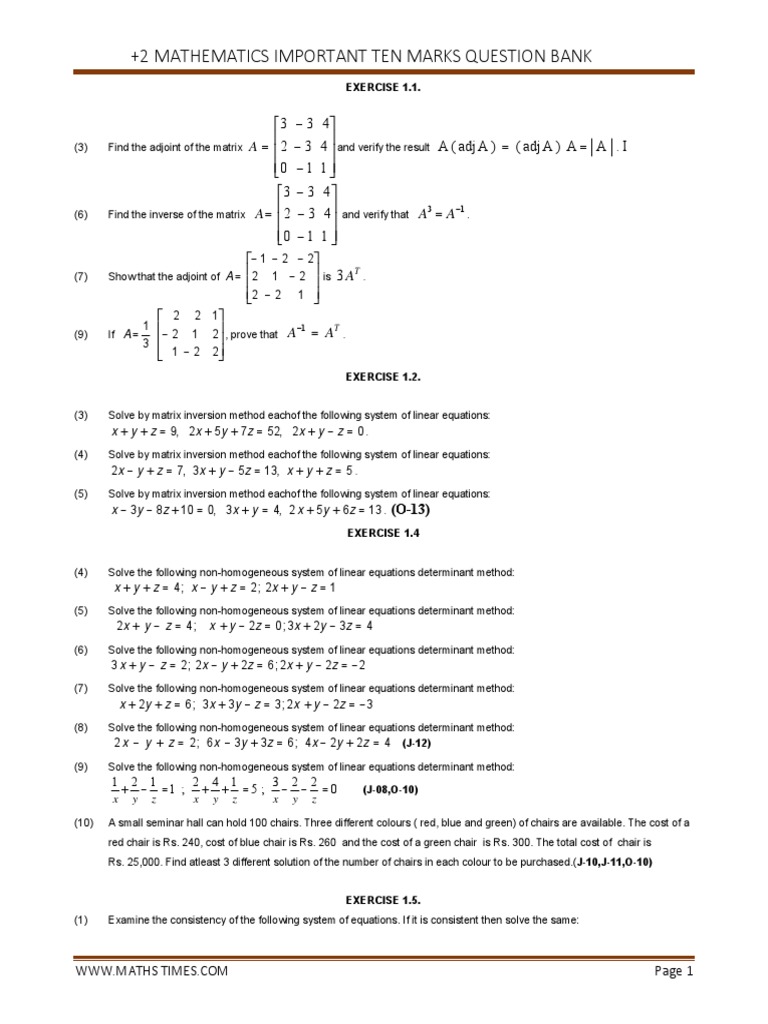 Mathematics Ten Marks Question Bank | PDF | Ellipse | Geometric Shapes