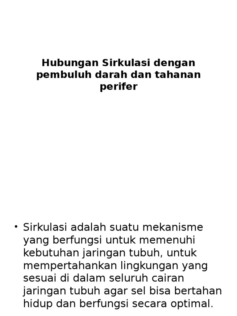 Hubungan Sirkulasi Dengan Pembuluh Darah Dan Tahanan Perifer | PDF