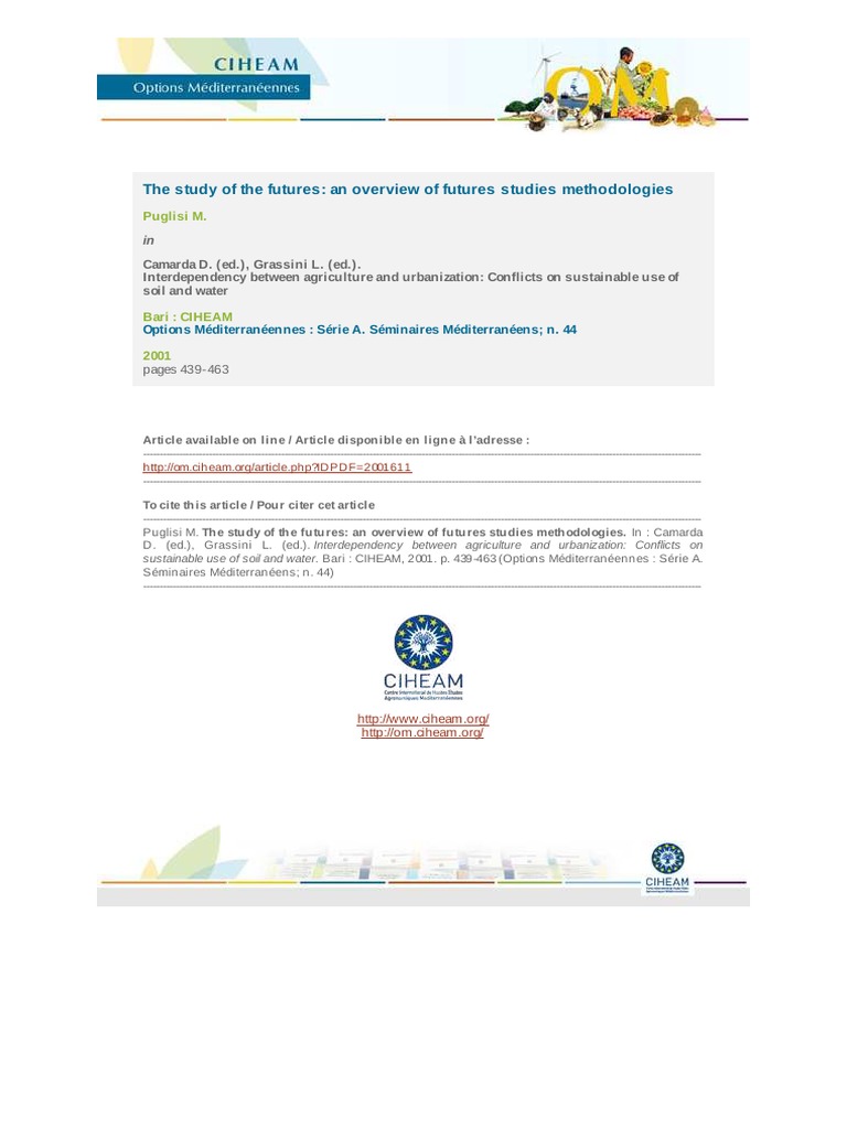 The Study of The Futures An Overview of Futures Studies Methodologies ...