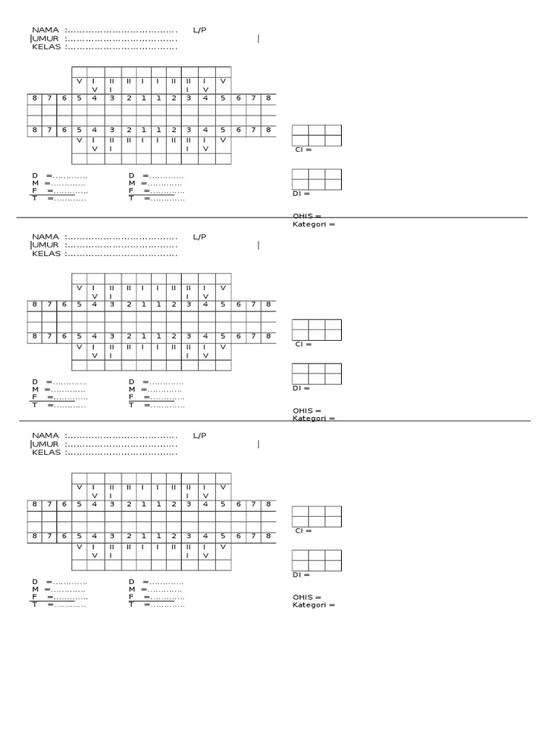 Format Pemeriksaan DMF-T Dan Ohis | PDF