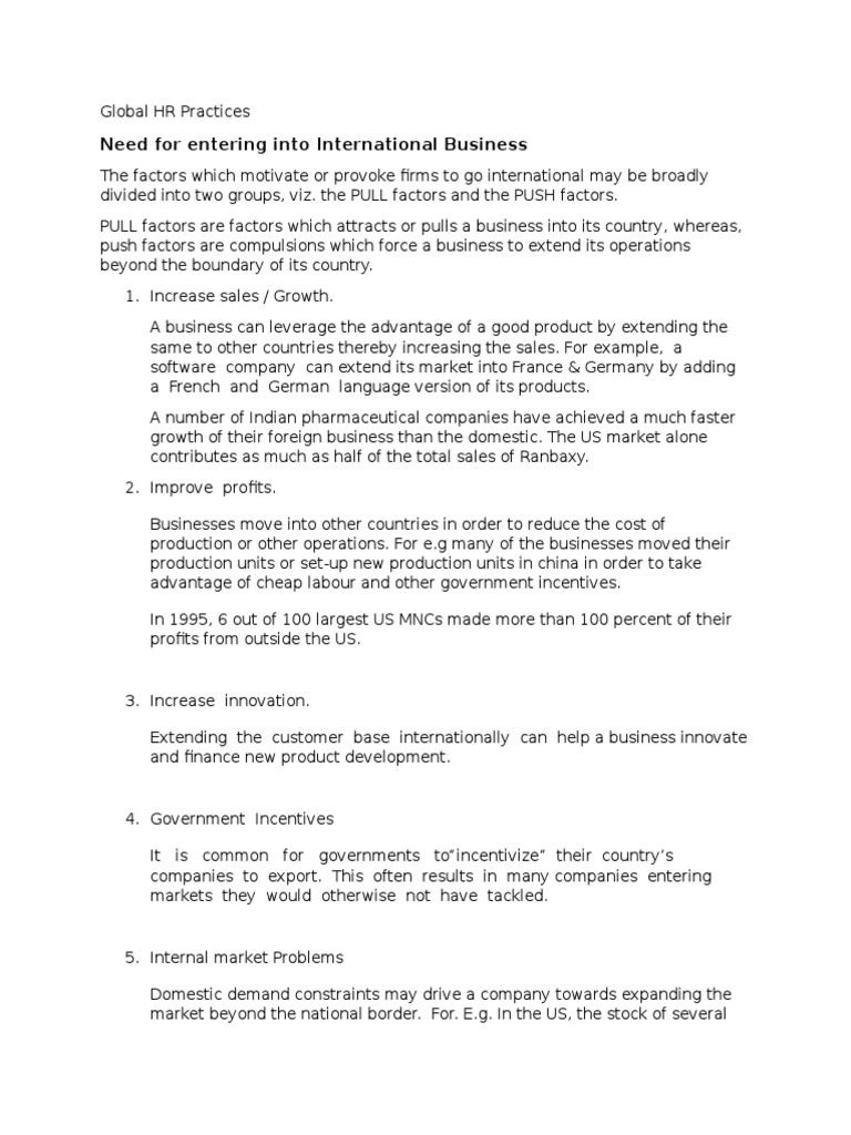 Notes-Global HR Practices | PDF | Human Resource Management | Globalization