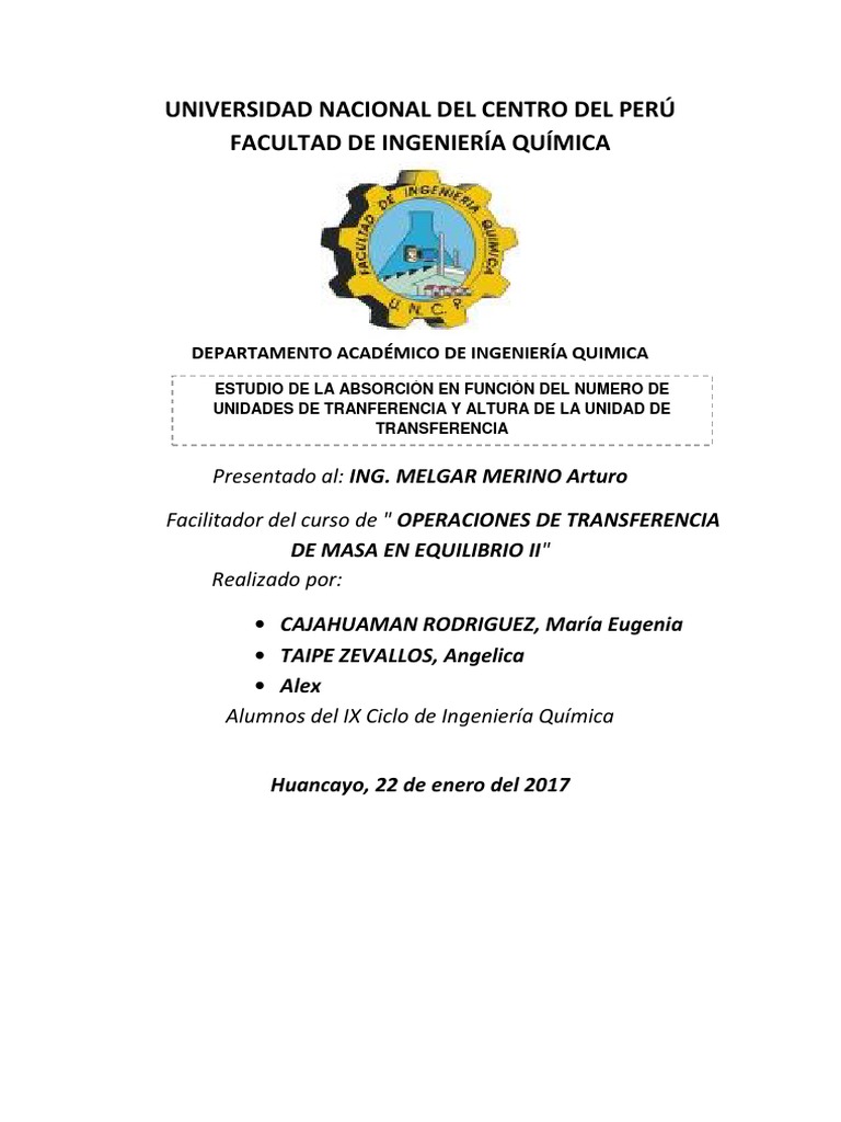 Metodo NTU HTU | PDF | Absorción (Química) | Ciencias fisicas