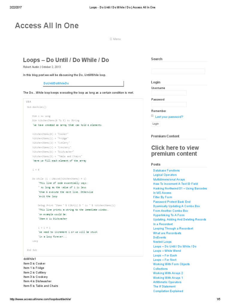 Loops - Do Until - Do While - Do - Access All in One | PDF | Control Flow | Visual Basic For ...
