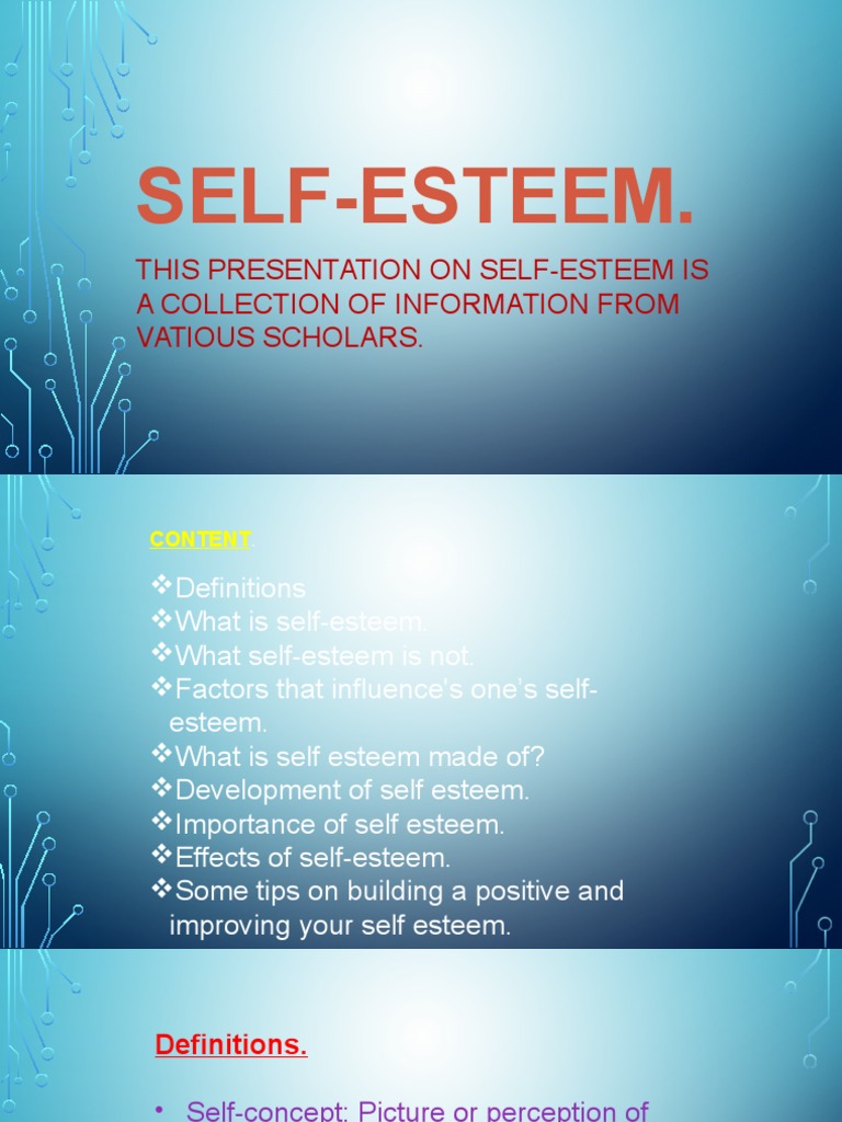 Self-Esteem.: This Presentation On Self-Esteem Is A Collection of ...