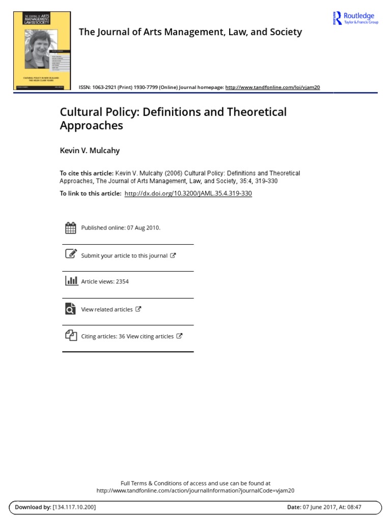 Cultural Policy Definitions and Theoretical Approaches | PDF ...