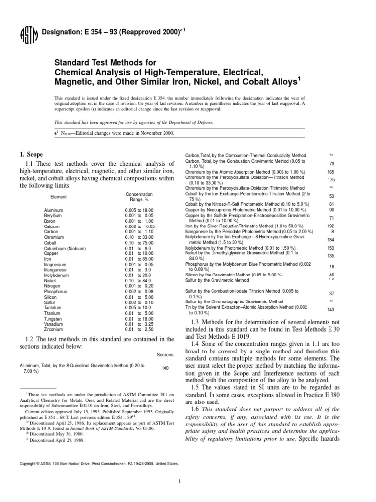 Astm E354 | PDF | Manganese | Iron