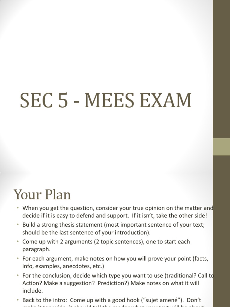 Mees Exam Outline | PDF
