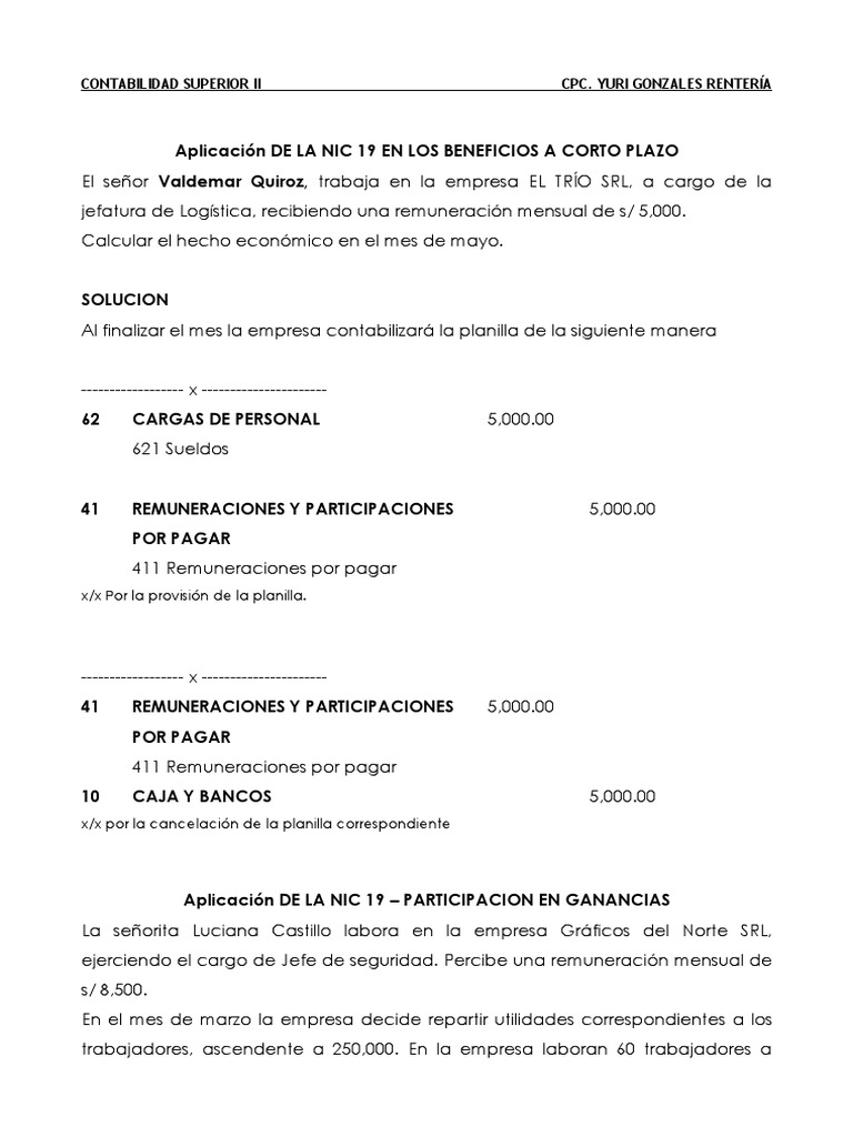 Aplicación Práctica Nic 19