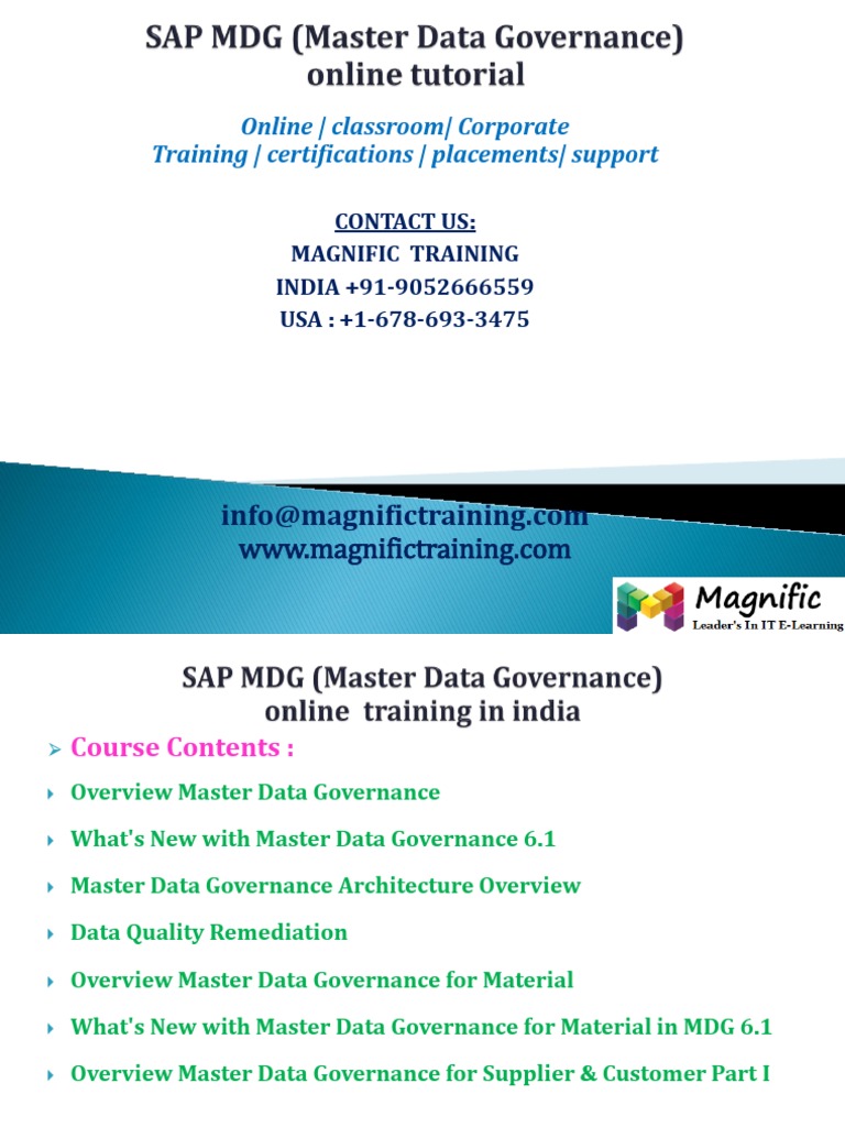 SAP MDG (Master Data Governance) Online Tutorial | PDF | Business Process | Data Model