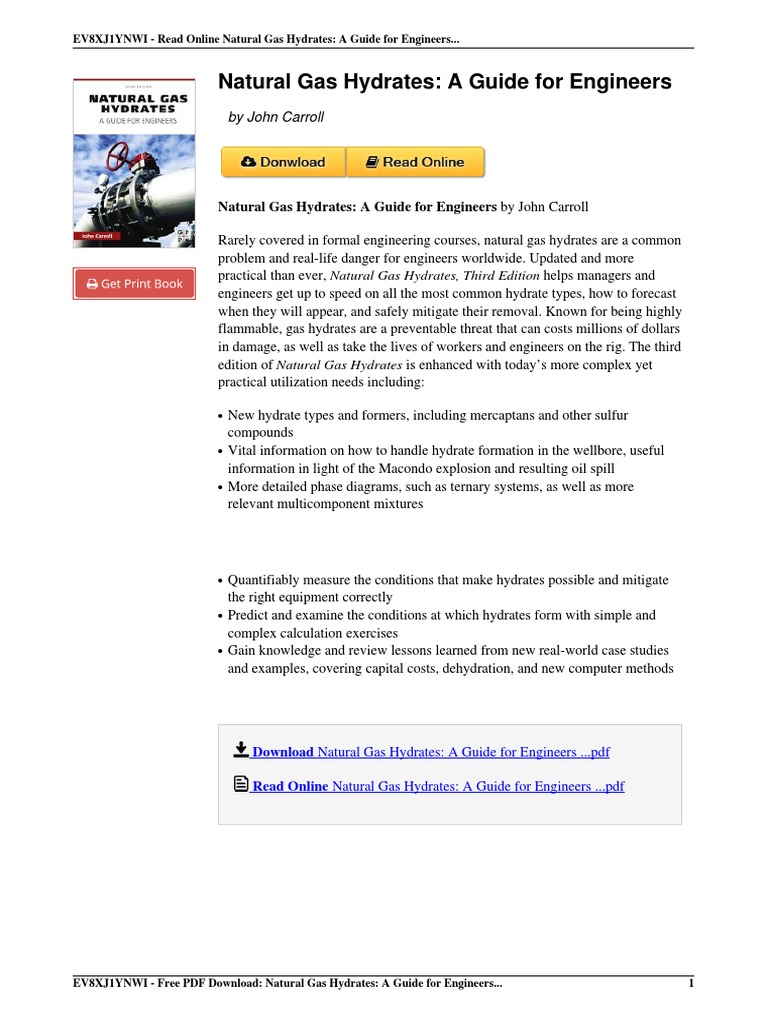 Natural Gas Hydrates Guide for Engineers | PDF | Natural Gas | Gases
