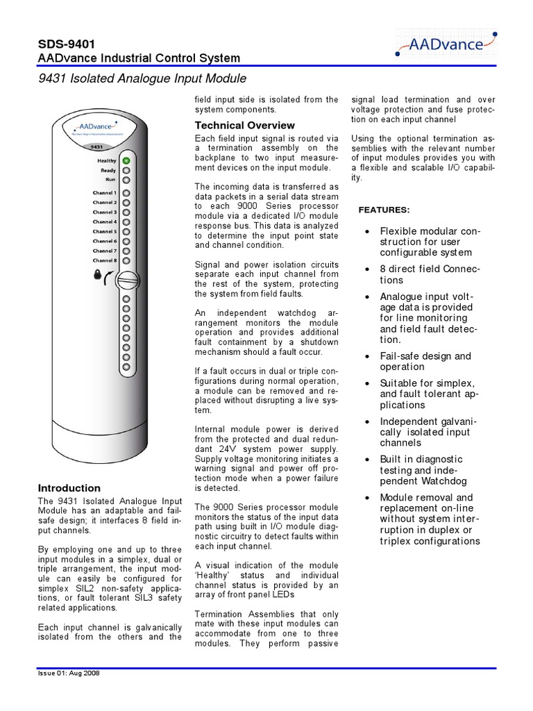 T9431 Modulo de Entrada Analogica AADvance | PDF | Modularity | Input ...