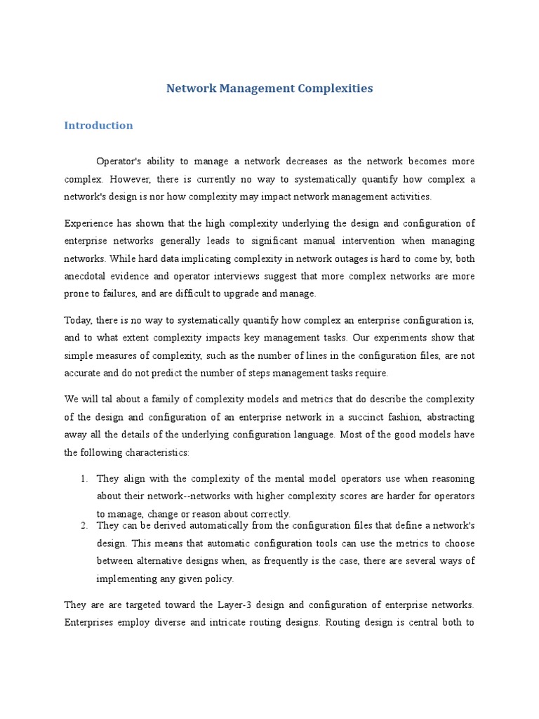 Network Management Complexities | PDF | Routing | Computer Network
