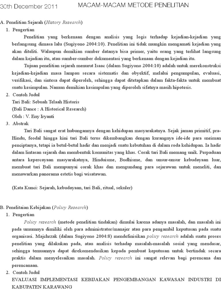 Macam-Macam Metode Penelitian | PDF