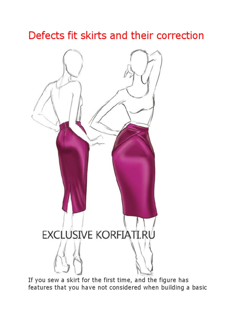 Defects Fit Skirts and Their Correction | PDF | Seam (Sewing) | Skirt