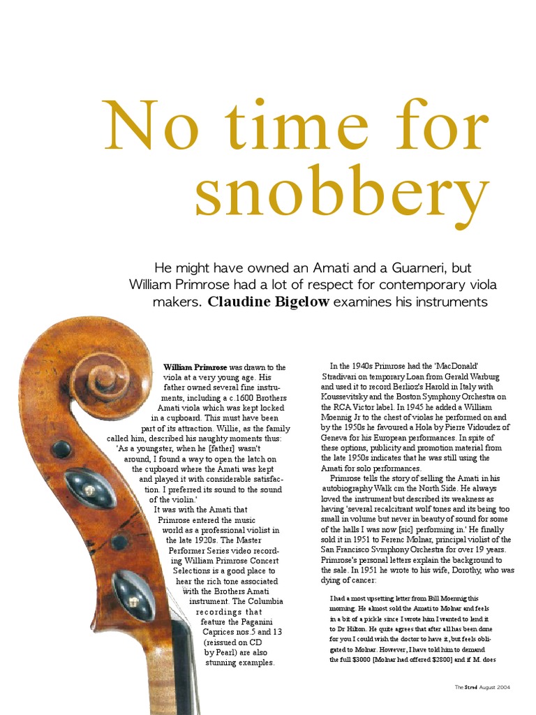 Strad Las Violas de Primrose | PDF | Viola | String Instruments