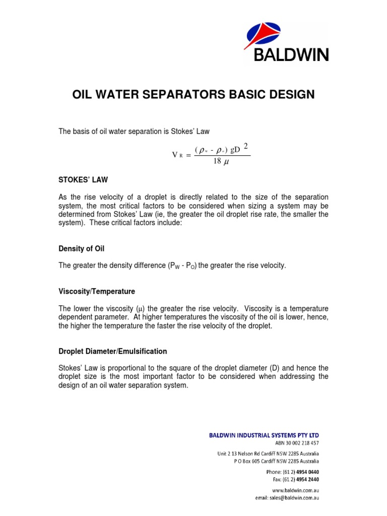 Theory Behind Coalescing Plate Separators Pdf Viscosity Emulsion