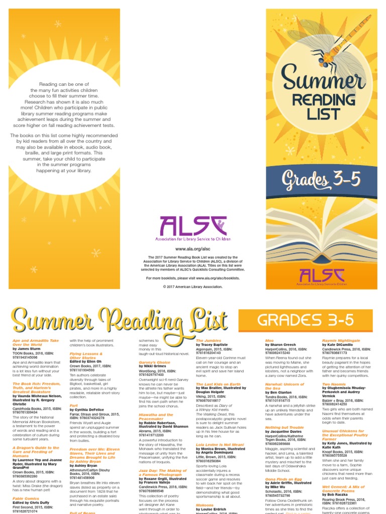ALSC SummerReading17!3!5 | PDF | Books | Library And Museum