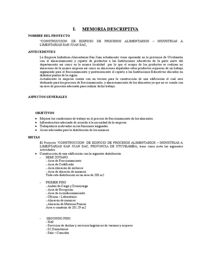 Memoria Descriptiva Almacen | PDF | Fundación (Ingeniería) | Almacén