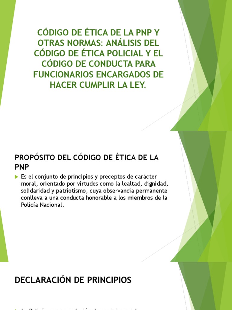 Codigo De Etica Pnp Pdf Policía Moralidad