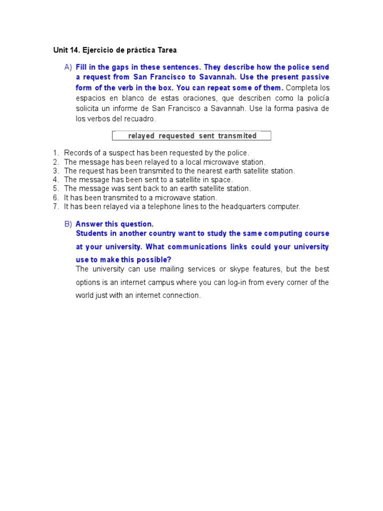 Unit 14. Ejercicio de Práctica Tarea | PDF | Foreign Language Studies | Computers
