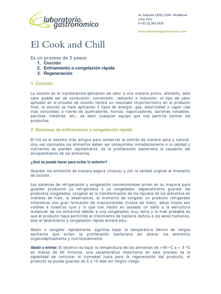Proceso Cook and Chill en Alimentos | PDF | Alimentos | Cocinando