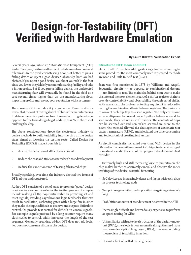 DFT - Design For Testability - Verified With Hardware Emulation | PDF ...