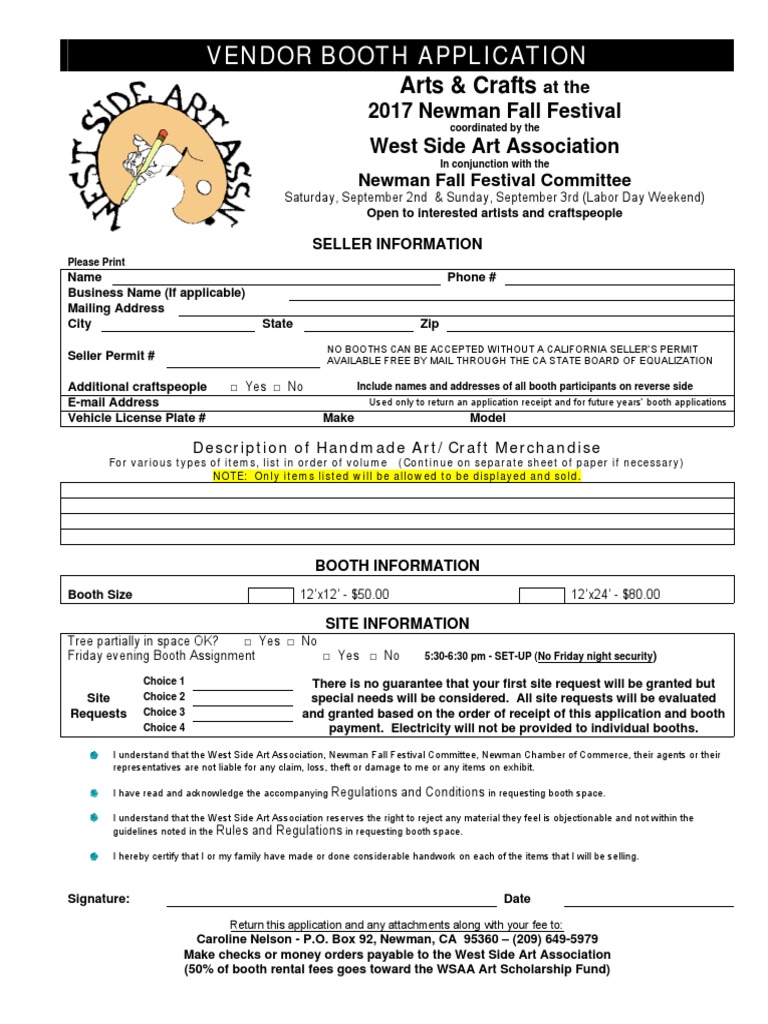 2017 NFF Arts & Crafts Vendor Booth App | PDF | Government | Business ...