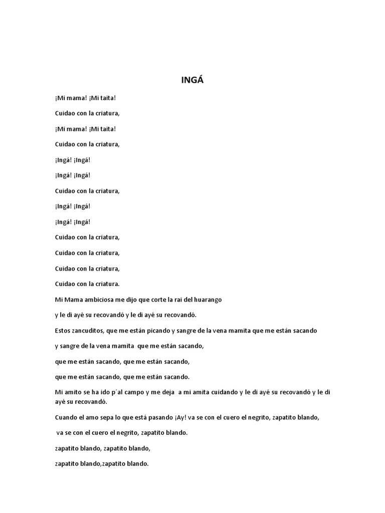 INGÁ Letra y Caracteríticas. | PDF | Bailes | Entretenimiento