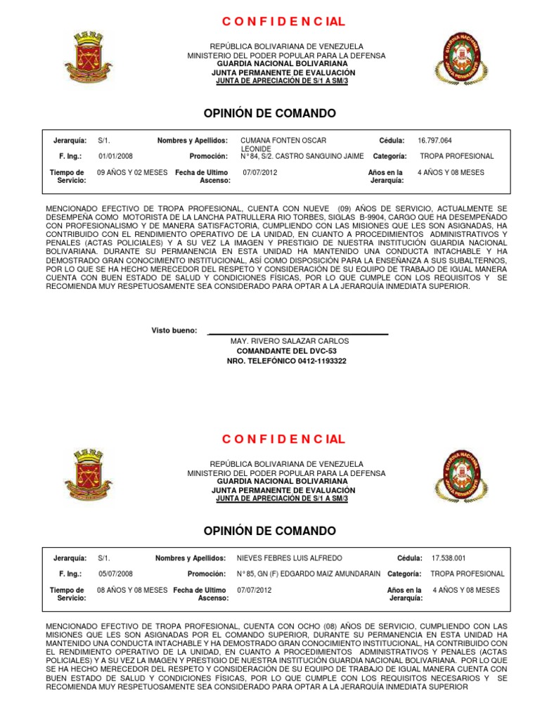 Opinion de Comando Borrador | PDF | Venezuela