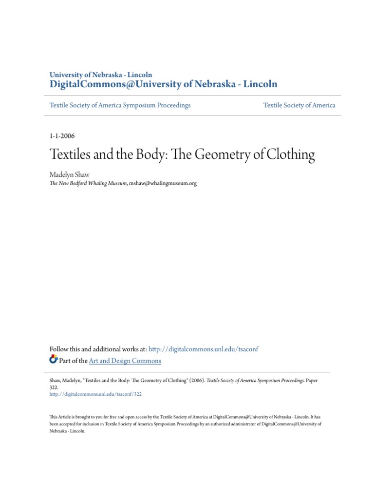 Textiles and The Body - The Geometry of Clothing | PDF | Hyperbolic ...