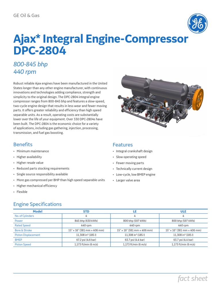 Ajax Integral Engine-Compressor DPC-2804: 800-845 BHP 440 RPM ...