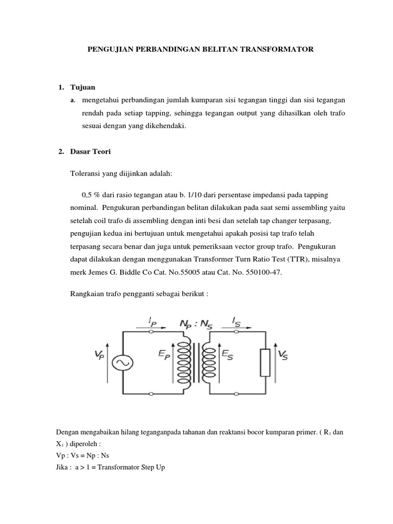 Pengujian Perbandingan Belitan Transformator | PDF