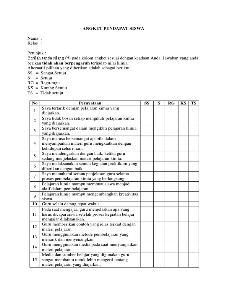 Angket Siswa | PDF
