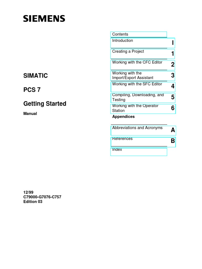 I 1 2 3 4 5 6 Simatic Pcs 7 Getting Started: Appendices Manual | PDF ...