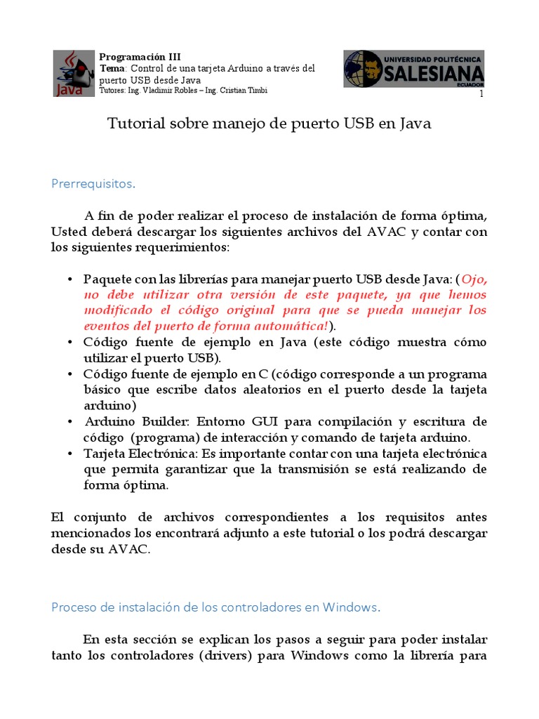 Control Arduino con Java USB | PDF | Arduino | Java (lenguaje de ...