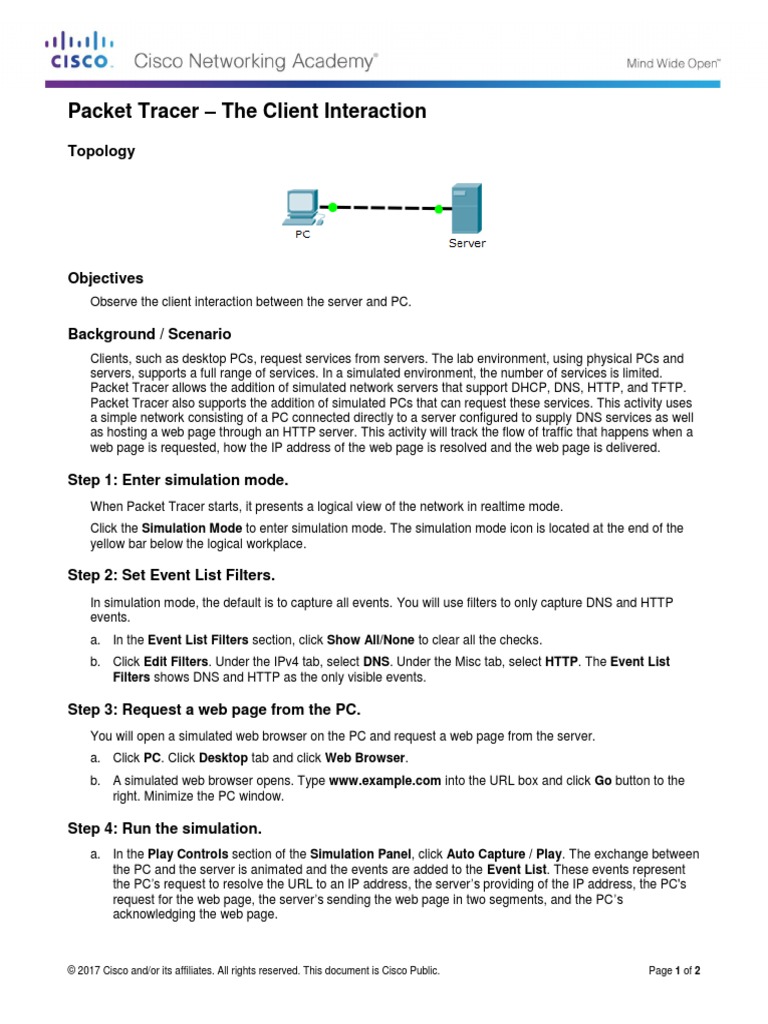 5.1.2.3 Packet Tracer - The Client Interaction | PDF | Web Page | World ...