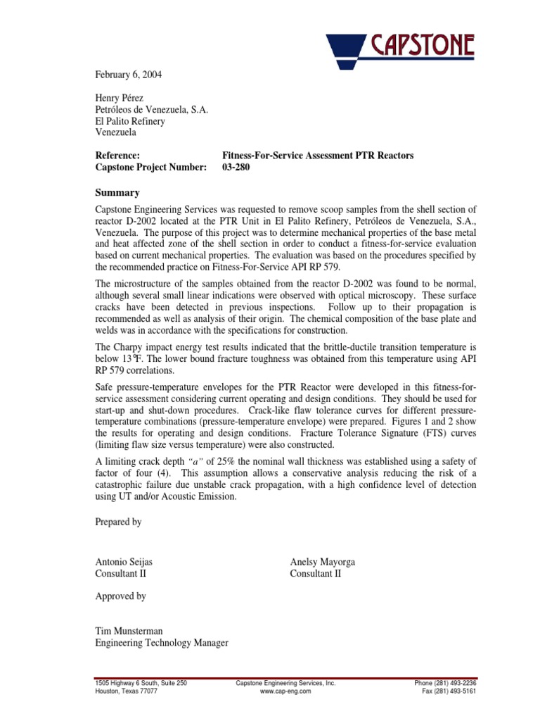 PTR Reactors Fitness-For-Service Assessment | PDF | Fracture | Fracture ...