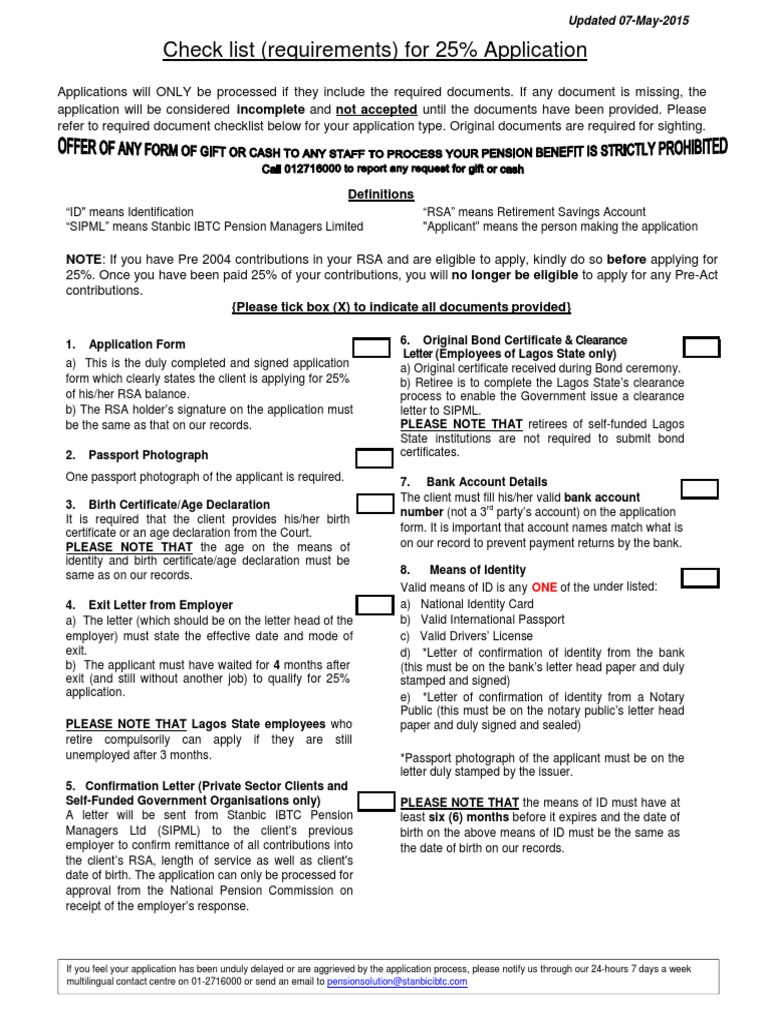 Checklist For 25 Application | PDF | Official Documents | Identity Document