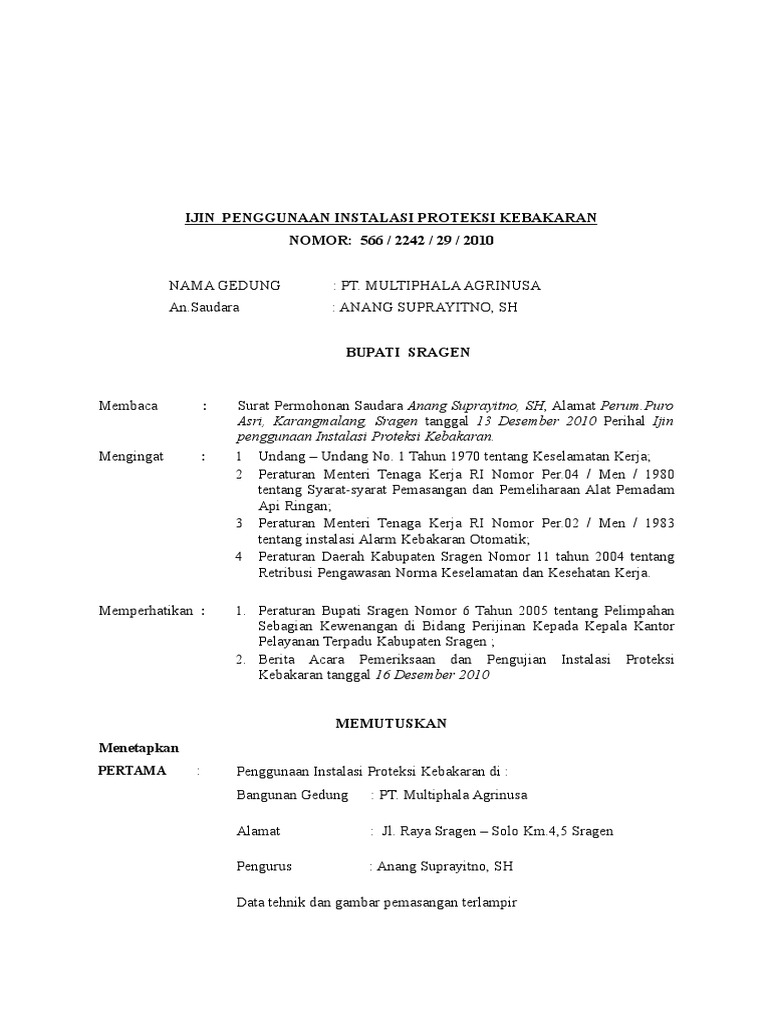 SK Proteksi Kebakaran | PDF