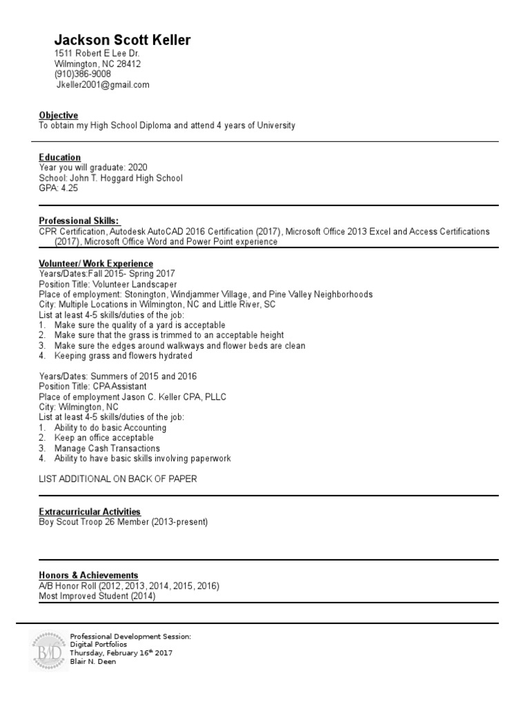 Resume Worksheet | PDF