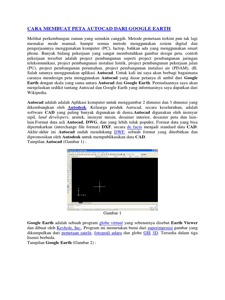 Cara Membuat Peta Autocad Dari Google Earth | PDF