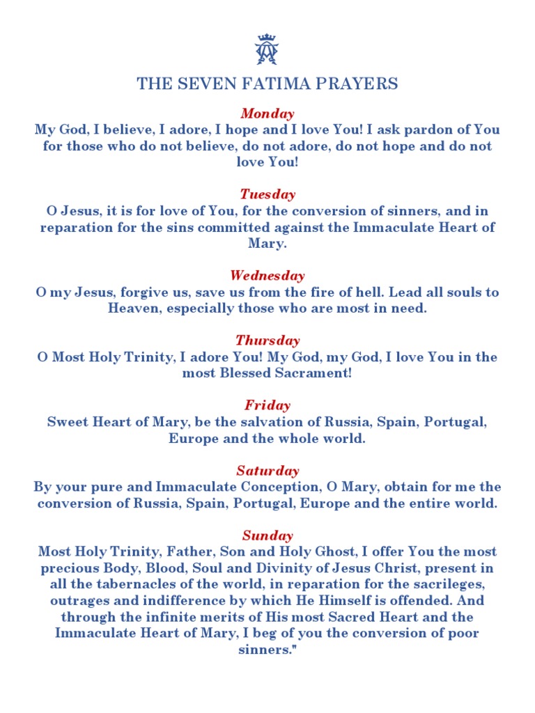 Fatima Daily Prayers | PDF