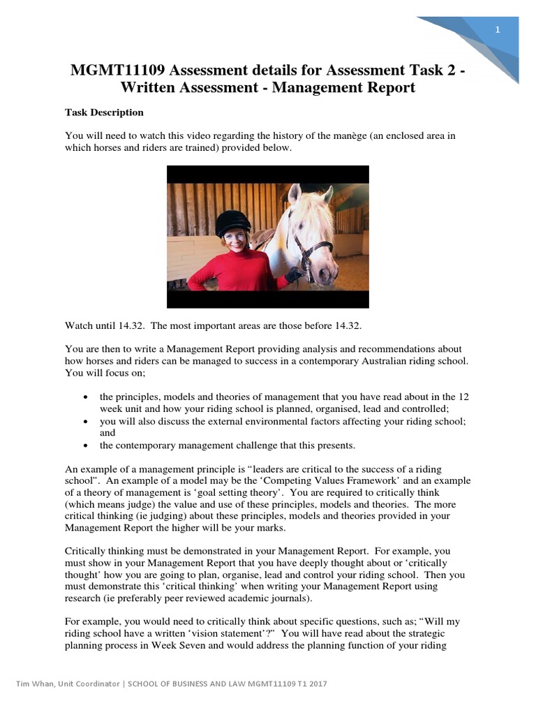 MGMT11109 Assessment Details For Assessment Task 2 - Written Assessment ...