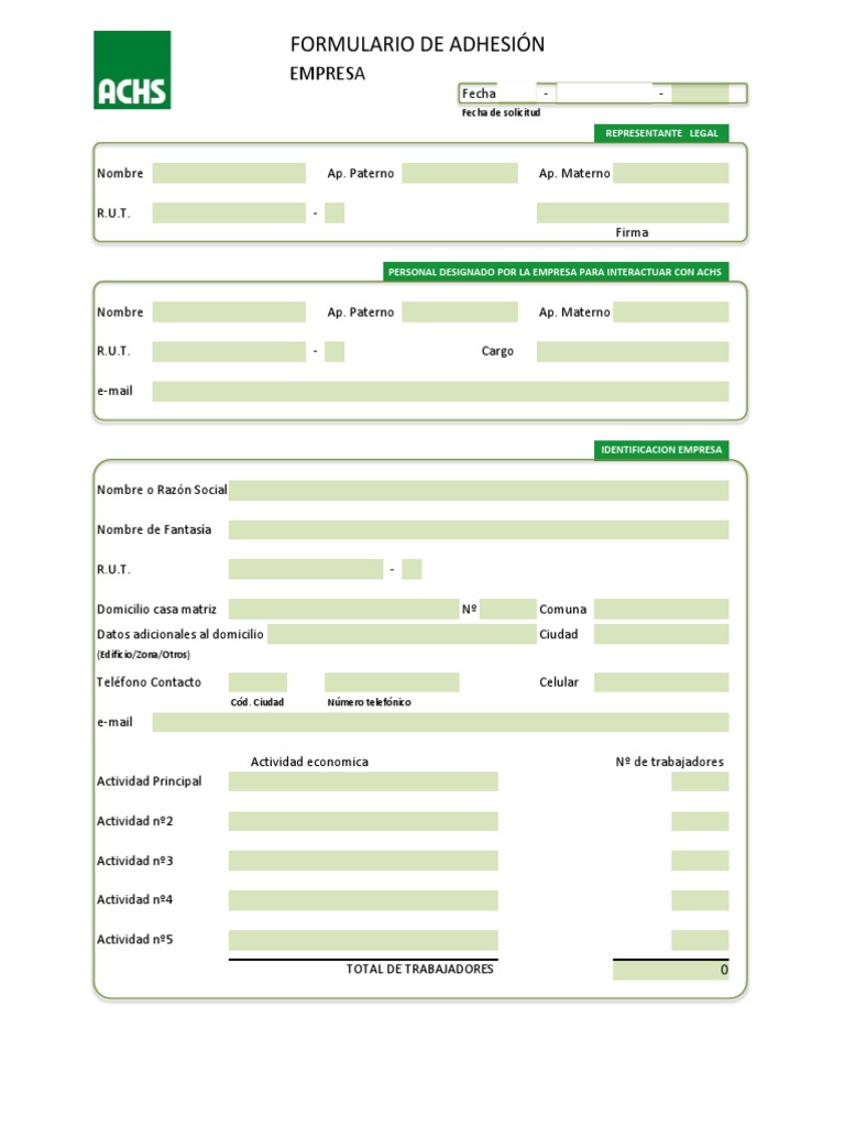 Formulario de Adhesion Empresas ACHS | PDF | Gobierno