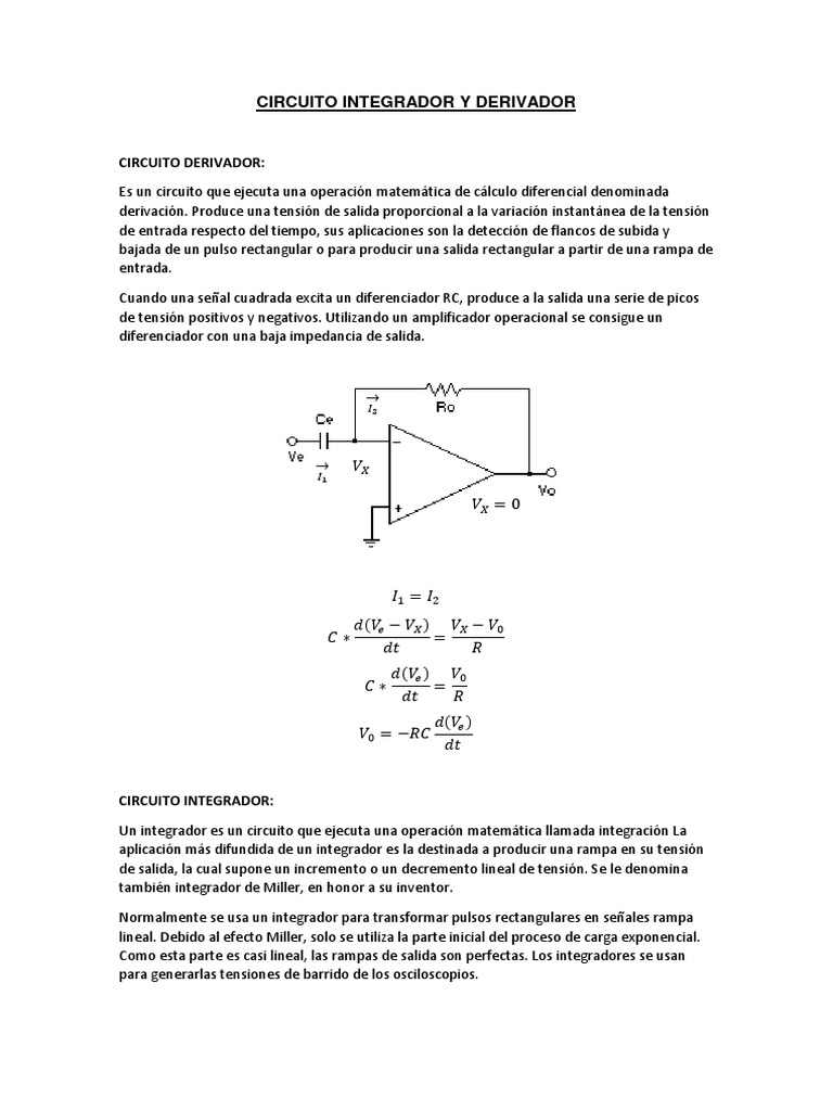 Circuito Integrador y Derivador | Integral | Amplificador operacional