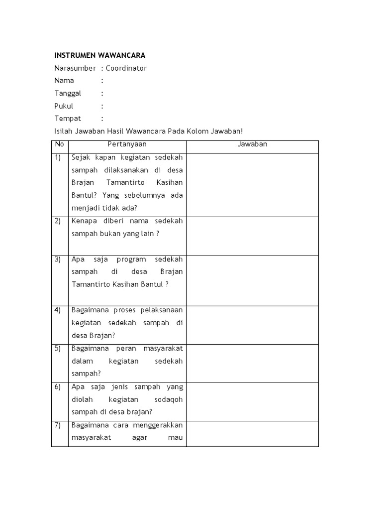 Instrumen Wawancara | PDF