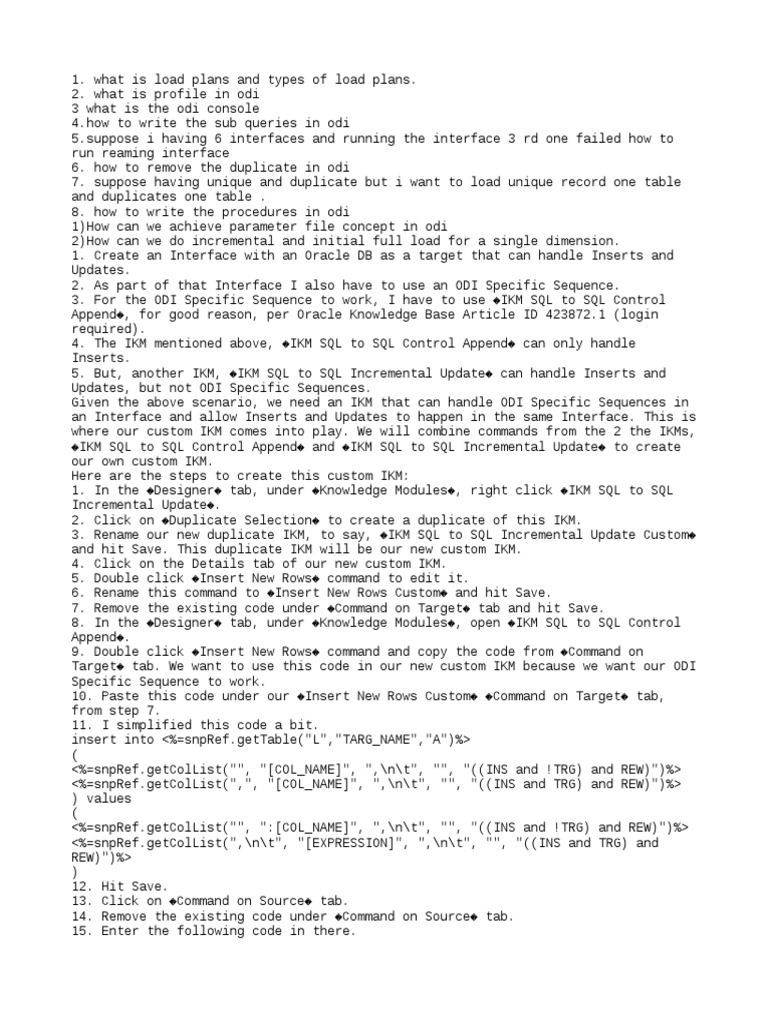 Odi 3 (Oracle Data Integrator Interview Questions) | PDF | Application ...