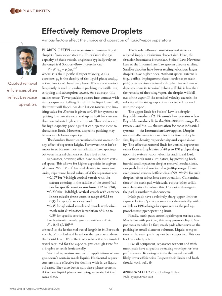 Effectively Remove Droplets | PDF | Drop (Liquid) | Distillation